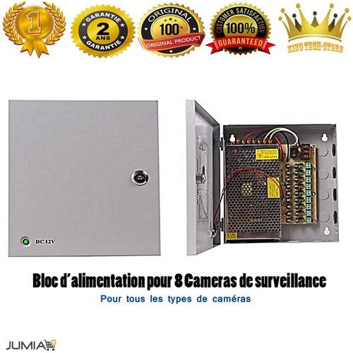 BLOC ALIMENTATION 8 PORTS 12V 10A GIGABIT.ma MAROC